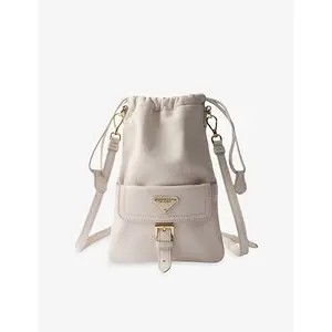 Prada Logo-plaque Leather Pouch - Neutral