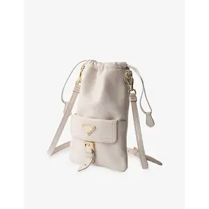 Prada Logo-plaque Leather Pouch - Neutral