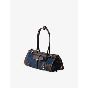 Prada Bonnie Denim And Leather Handbag - Blue