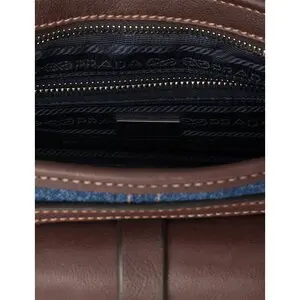 Prada Bonnie Denim And Leather Handbag - Blue