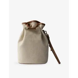 Prada Logo Plaque Canvas Pouch - Neutral