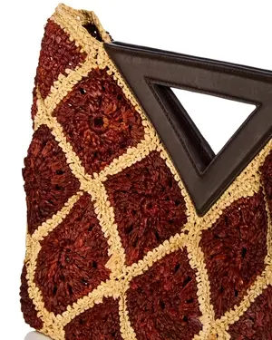 Veronica Beard Vesper Raffia Crochet Clutch - Espresso Multi