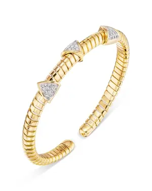 Marina B Titanium & 18k Yellow Diamond Pave Cuff Bracelet