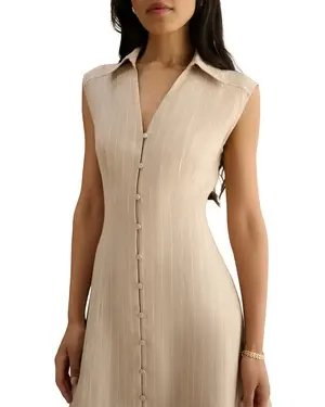 HOBBS LONDON Linen Shirt Dress With Vertical Stripes
