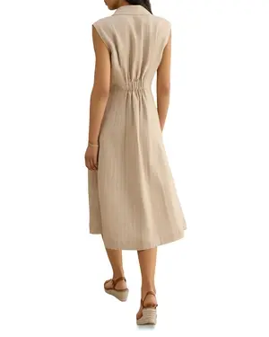 HOBBS LONDON Linen Shirt Dress With Vertical Stripes