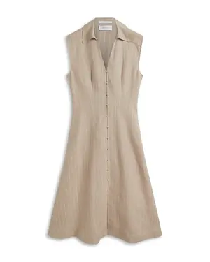 HOBBS LONDON Linen Shirt Dress With Vertical Stripes