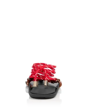 Flowze Twin Ankle Tie Sandals - Red/brown