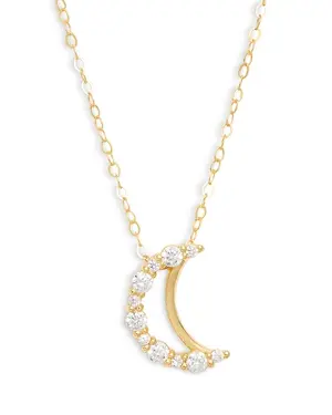 Aqua Moon Pendant Necklace - Gold