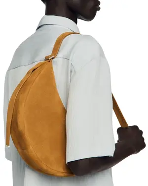 Sandro Split Leather Zip Hobo Bag