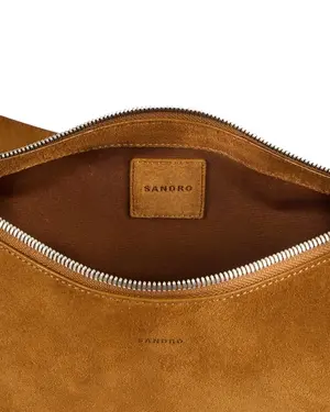 Sandro Split Leather Zip Hobo Bag