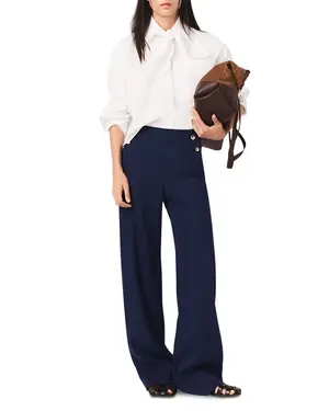 Maje Linen Blend Wide Leg Trousers