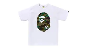 A BATHING APE 1st Camo Big Ape Head Tee Shirt - White/green