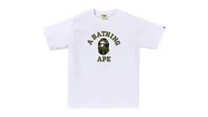 A BATHING APE 1st Camo College Tee Shirt - White/green