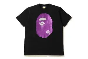 A BATHING APE Glitter Big Ape Head Tee Shirt - Black/puple