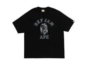 A BATHING APE X Def Jam Camo College Relaxed Fit Tee Shirt - Black