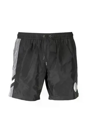 Karl Lagerfeld Striped Drawstring Swim Trunks - Black