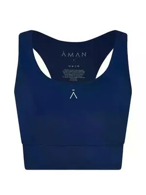 AMAN Logo Print Racerback Performance Crop Top