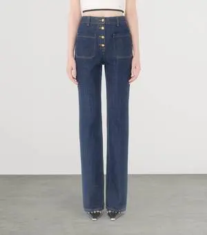 Valentino Garavani Patch Pocket High-rise Jeans - Blue