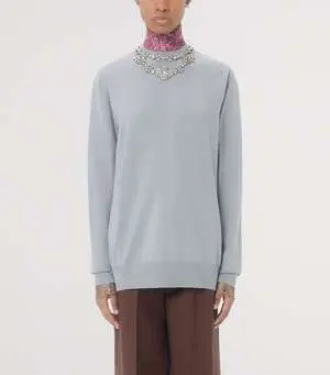 Valentino Garavani Virgin Wool Embellished Crew Neck Sweater