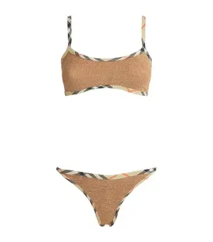 BURBERRY X HUNZA G Hunza G X Burberry Checked Trim Tyler Bikini - Brown