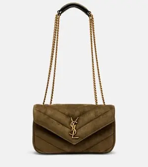 Saint Laurent Loulou Small Shoulder Bag In Suede - Brown