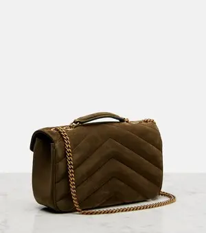 Saint Laurent Loulou Small Shoulder Bag In Suede - Brown