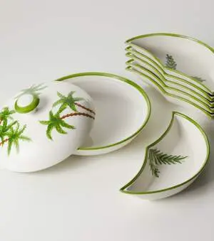 LES-OTTOMANS Palm Ceramic Tray Set