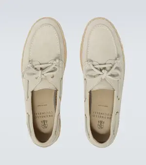 Brunello Cucinelli Suede Boat Shoes - Beige