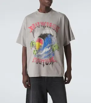 Balenciaga Printed Cotton Jersey T-shirt