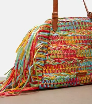 AQUAZZURA Trancoso Fringed Raffia Tote Bag - Multicoloured