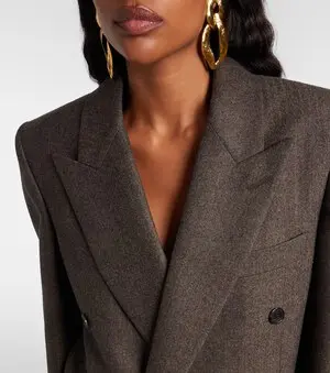 Saint Laurent Herringbone Double-breasted Wool Blazer