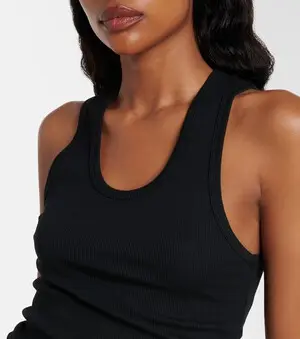 Wardrobe.NYC Ribbed Knit Cotton Jersey Tank Top - Black