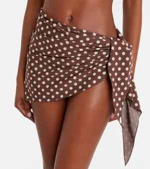 MONTCE Draped Polka-dot Beach Cover-up