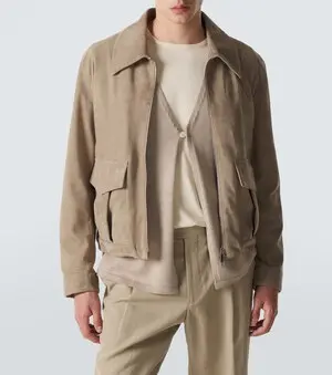 STOFFA Suede Zip-up Jacket - Beige