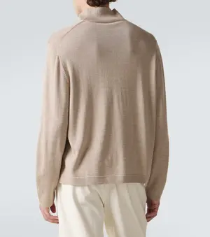 STOFFA Wool And Silk Turtleneck Sweater - Beige