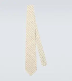 Auralee Striped Wool Tie - White