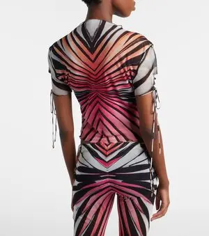 Roberto Cavalli Printed Mesh Top