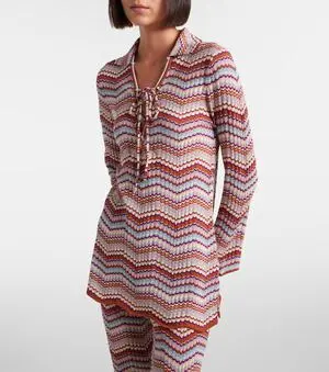 Rixo Brody Cotton Chevron Print Top