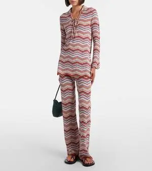 Rixo Brody Cotton Chevron Print Top