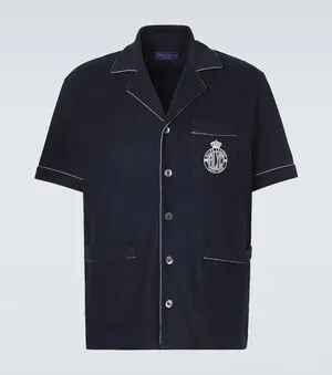 Ralph Lauren Purple Label Embroidered Cotton And Silk Terry Shirt - Blue