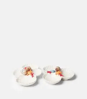 LES-OTTOMANS Set Of 2 Ceramic Starter Plates - Multicoloured