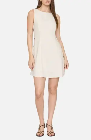BLU PEPPER Sleeveless Minidress With Side Button Detail - Natural