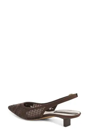 Franco Sarto Pura Slingback Pointed Toe Kitten Heel Pump - Brown