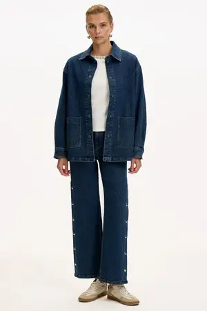 EXQUISE Jazmyne Embellished Denim Jacket - Indigo
