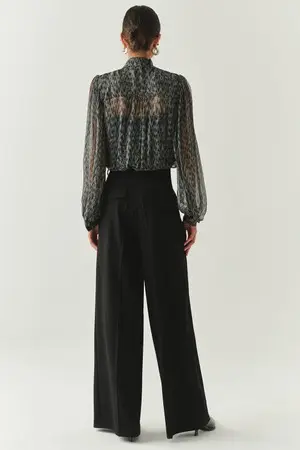 EXQUISE Nala Wide Leg Pocketed Pants - Black