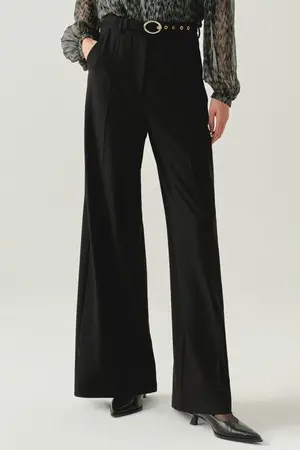 EXQUISE Nala Wide Leg Pocketed Pants - Black