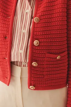 EXQUISE Joanna Essential Lightweight Knit Cardigan - Red