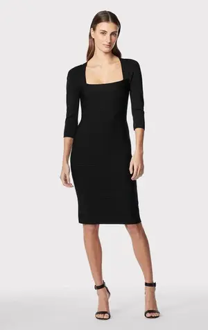 Herve Leger Square Neck Bandage Midi Dress