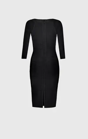 Herve Leger Square Neck Bandage Midi Dress