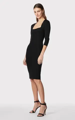 Herve Leger Square Neck Bandage Midi Dress